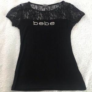 bebe | Tops | Bebe Upper Lace Short Sleeve Top | Poshmark